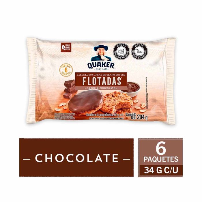Galletas Quaker Sabor A Chocolate 6 Paq *180g - Gran fruvar de chia